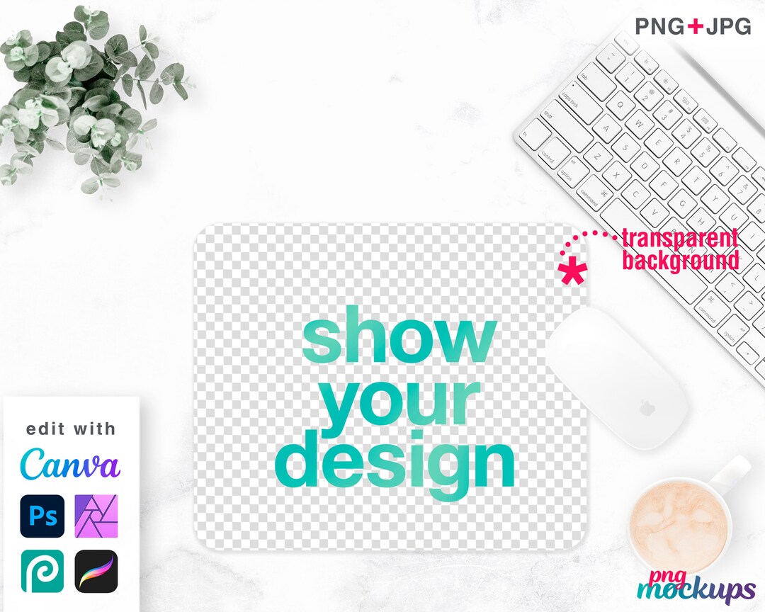 Rectangle Mouse Pad PNG Mockup for Canva With Transparent to - Etsy