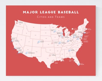 Major League Baseball Map - Etsy