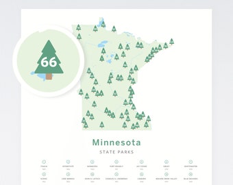 Minnesota Map State Parks - Etsy