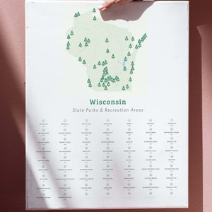 Wisconsin State Parks Checklist Map Download (8x10" to 24x36") / Map of ...