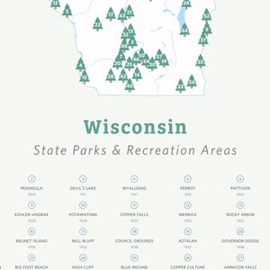 Map of Wisconsin State Parks Download (8.5x11 Print at Home ...