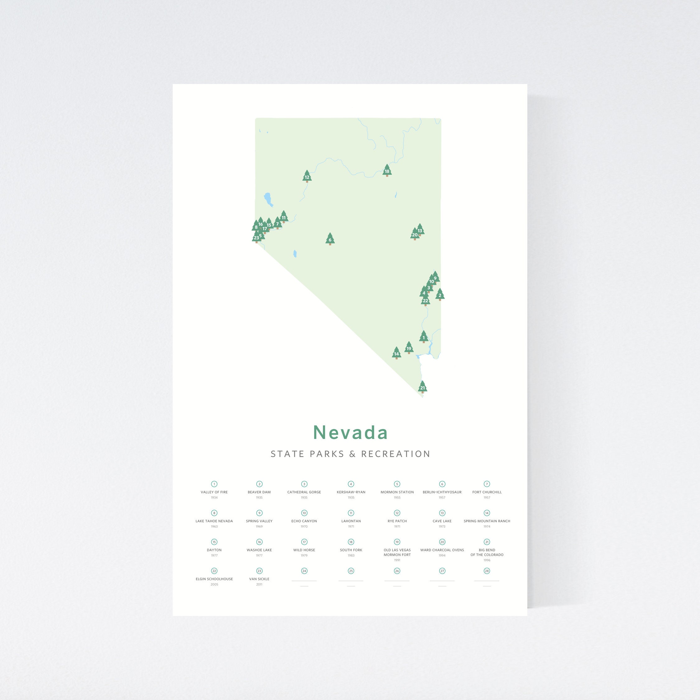 Nevada State Parks Map Poster, Travel Checklist (digital Download) - Etsy