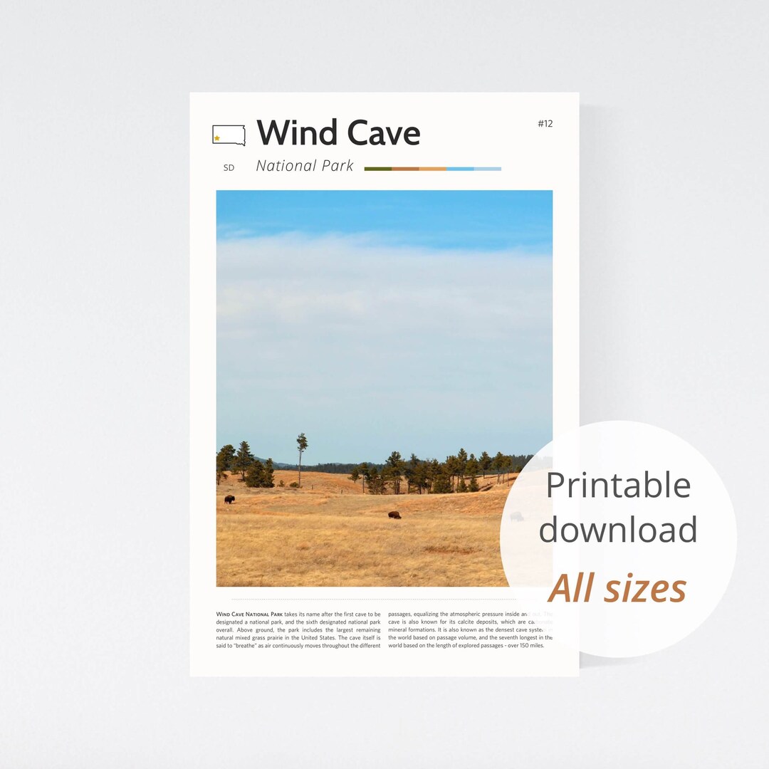 Wind Cave National Park Poster Download 8x10 to 24x36 / National Parks ...