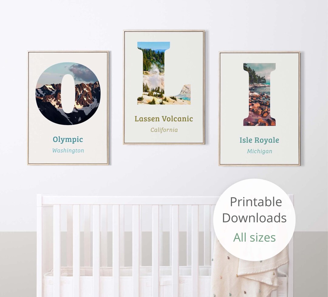 National Park Nursery Decor • Custom Kids Name • Nature Themed Alphabet ...