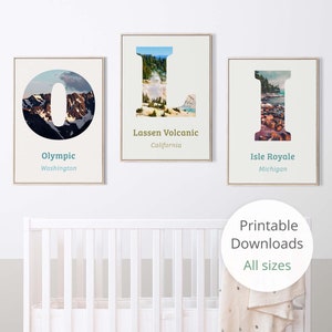 National Park Nursery Decor • Custom Kids Name • Nature Themed Alphabet ...