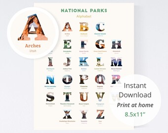 National Park Alphabet - Etsy