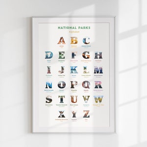 National Park Nursery Decor Alphabet Poster • National Park Baby Shower ...