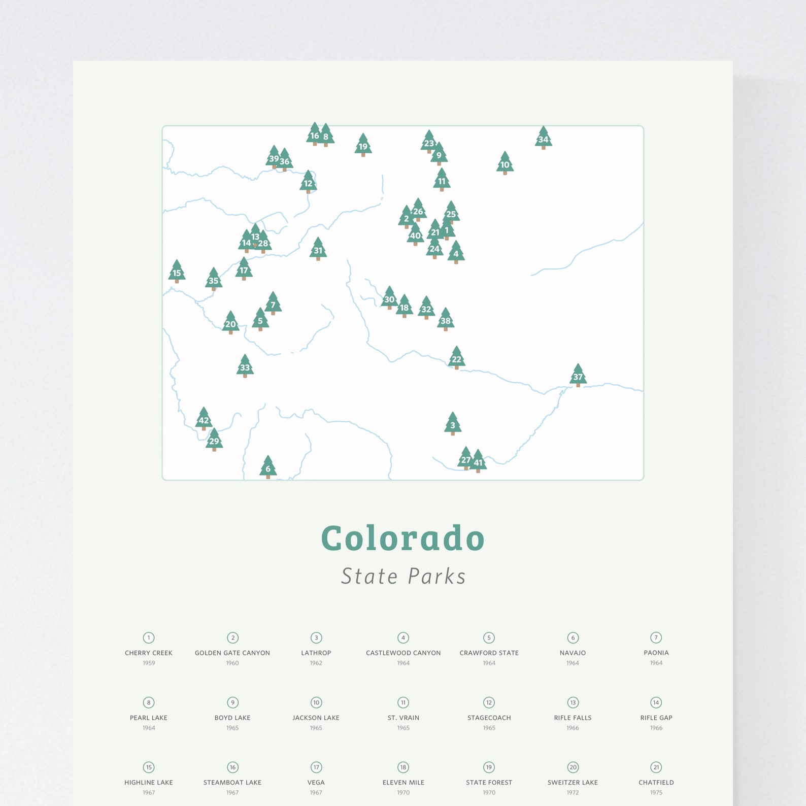 Colorado Map With State Parks Download (8x10" to 24x36") / Map of ...