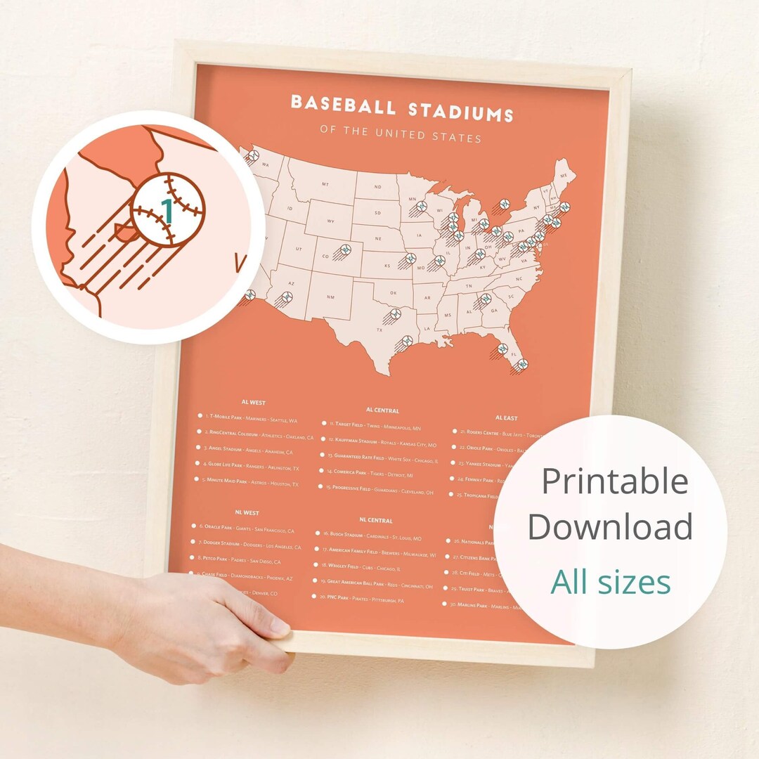 Orange Baseball Stadiums Tracker (8x10" to 24x36") / San Francisco ...