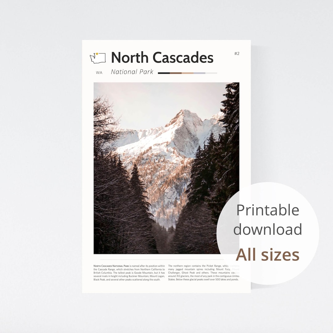 North Cascades National Park Poster Download 8x10 to 24x36 / National ...