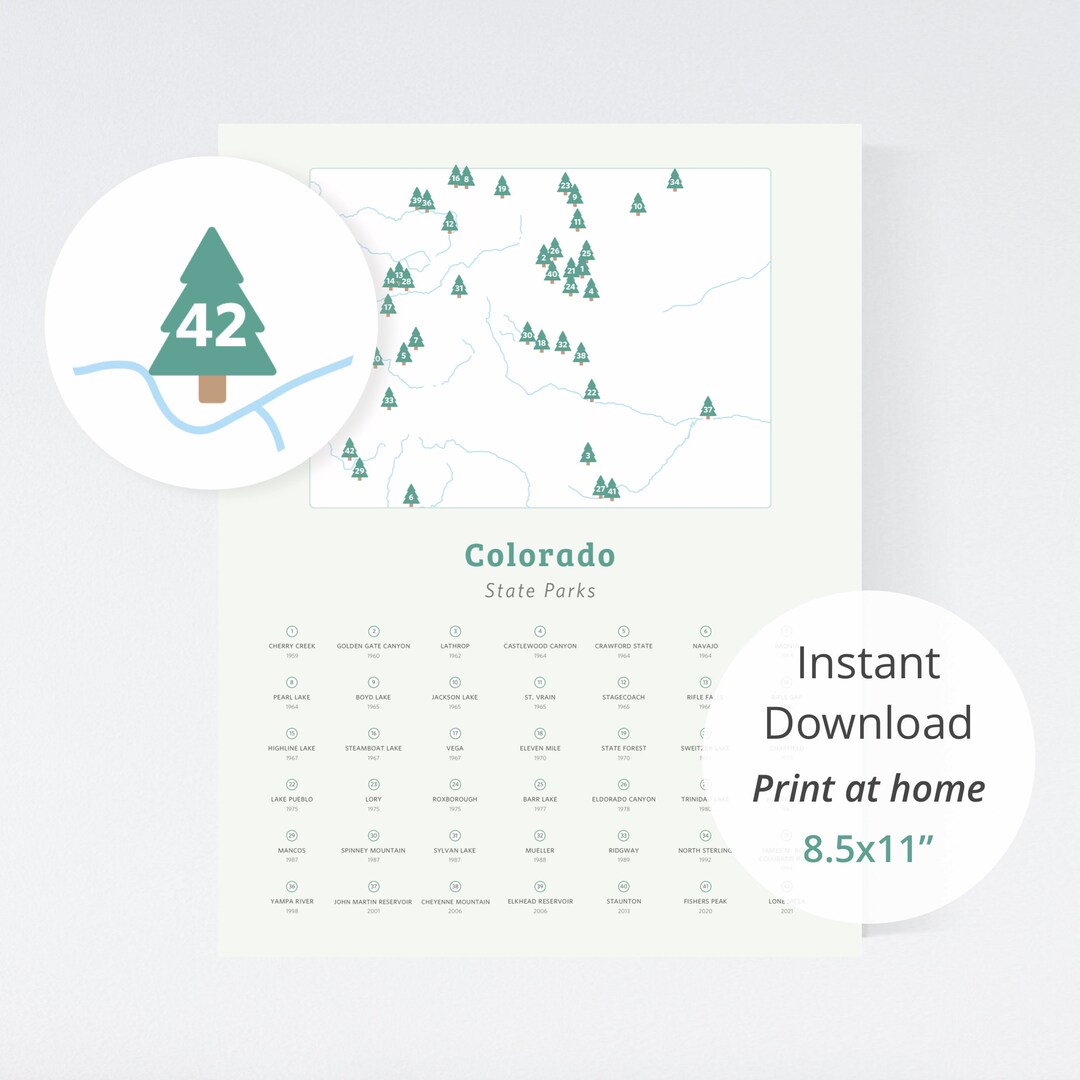 Buy Colorado State Parks Tracker Map Download (8.5x11 Print at Home ...