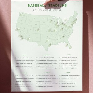 Printable Baseball Stadium Map MLB Stadium Tracker, Minimalist Baseball ...