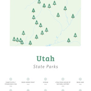Map of Utah State Parks Checklist Poster Download (8x10" to 24x36 ...