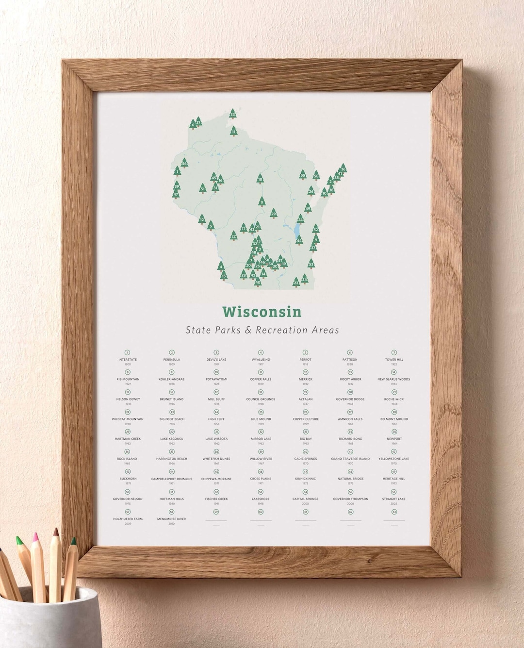 Wisconsin State Parks Checklist Map (all Sizes) / Wisconsin State Parks ...