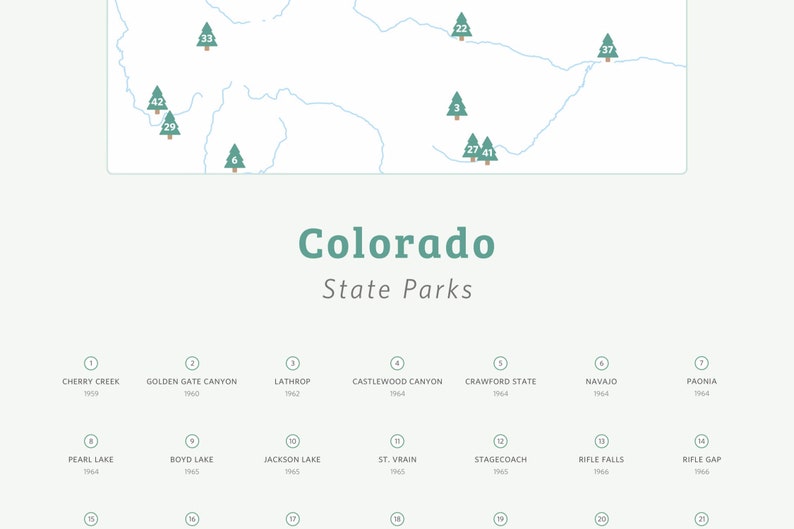 Colorado Map With State Parks Download (8x10" to 24x36") / Map of ...