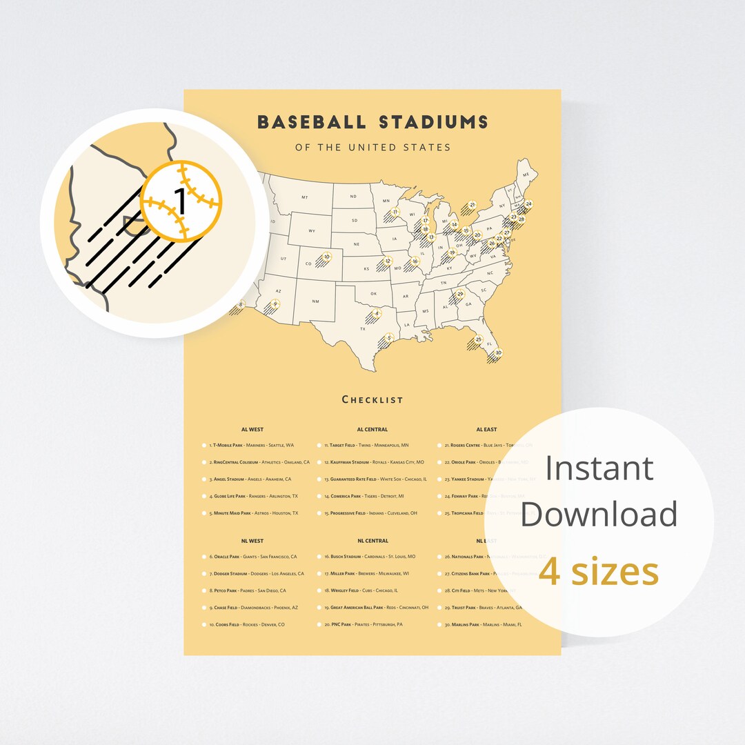 MLB Stadiums Poster YELLOW (8x12" to 20x30") / San Diego Padres ...