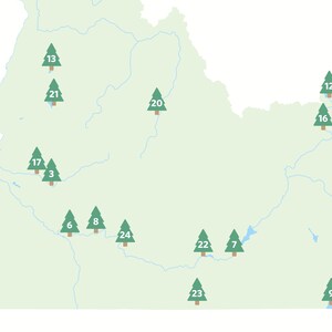 Map of Idaho State Parks Poster (8x12" to 20x30") / Idaho Checklist Map ...