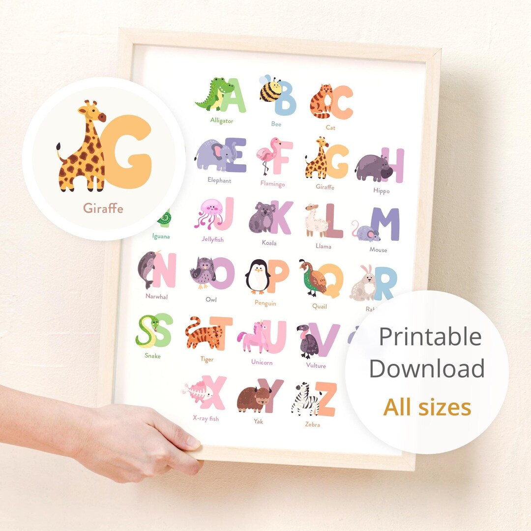 Animal Alphabet Poster • Printable Alphabet, Animal Alphabet Print ...