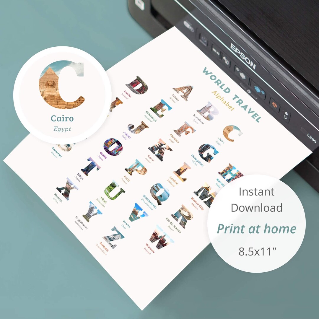 World Travel Alphabet Printable • Alphabet Digital Download, City ...