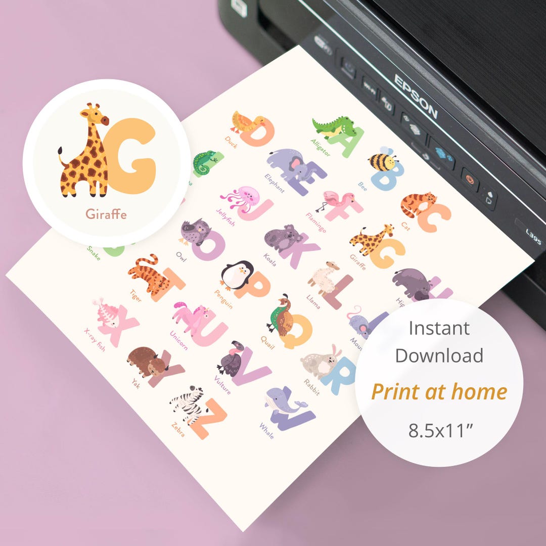 Printable Animal Alphabet Poster • Alphabet Digital Download, Alphabet ...