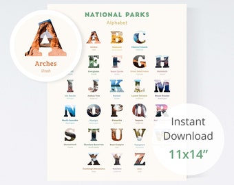 National Parks Alphabet - Etsy