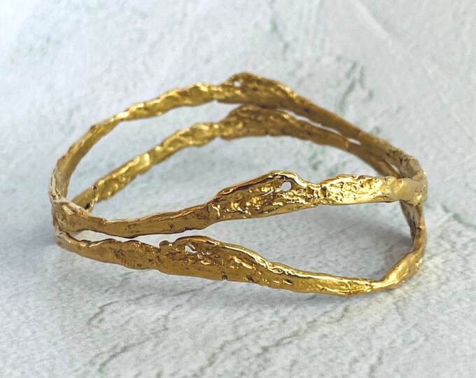 Unique Gold Bracelet, Gold Bangle Bracelet, Statement Twig Bracelet ...