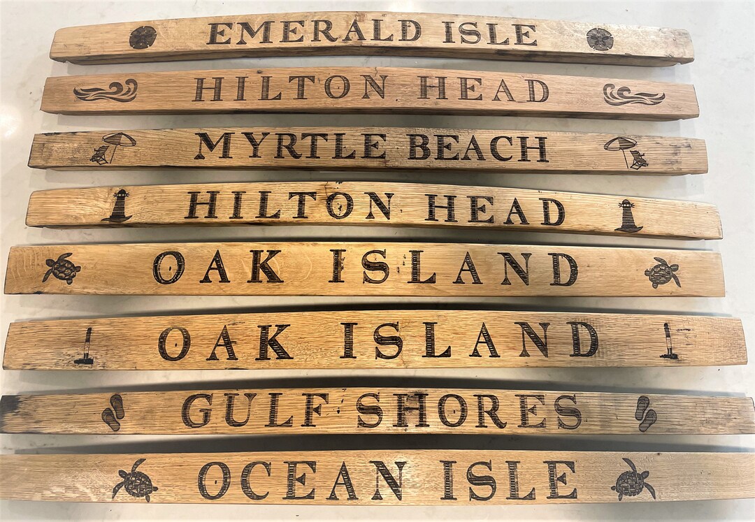 Custom Laser Engraved Beach House Bourbon Barrel Staves - Etsy