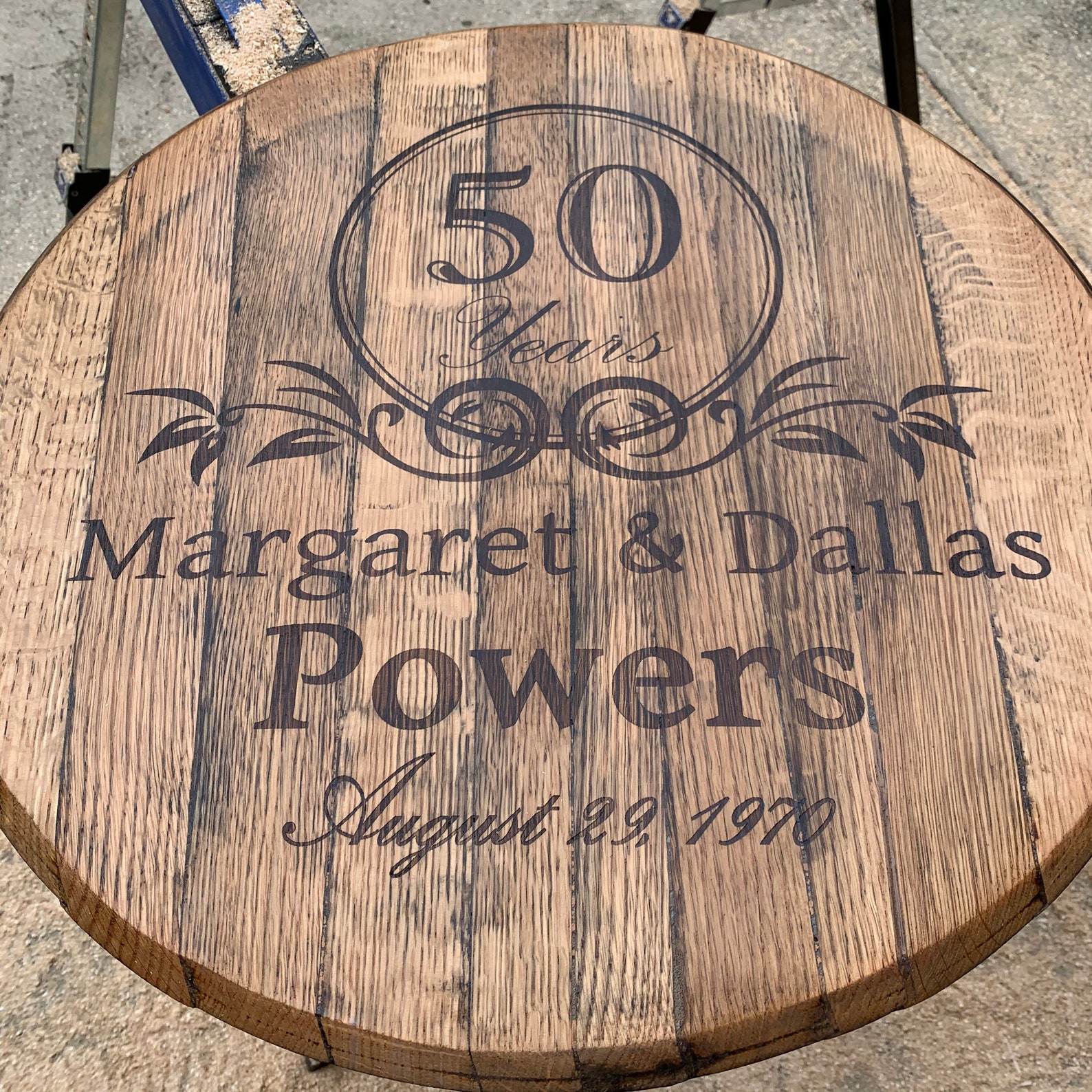 Custom engraved bourbon barrel head sign Custom design work | Etsy