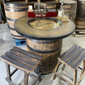 Custom Made Bourbon Barrel Bistro/pub Table Table With Cabinet Base and ...