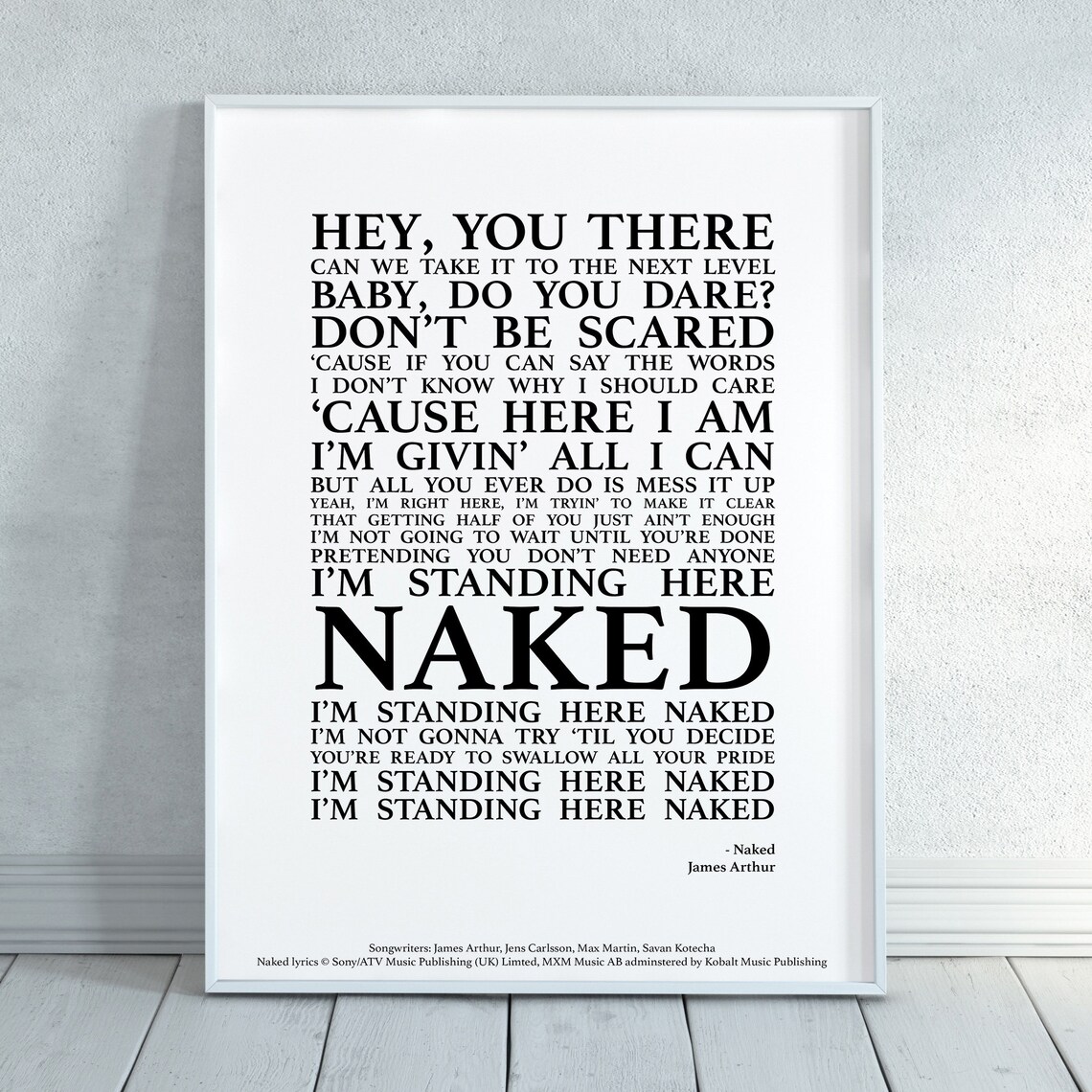 Naked Song Lyrics Print Official Licensed Print Poster - Etsy