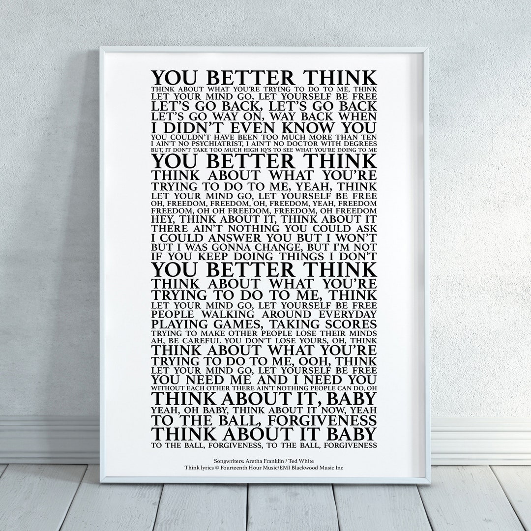 Think Song Lyrics Print Official Licensed Print Poster unframed - Etsy UK