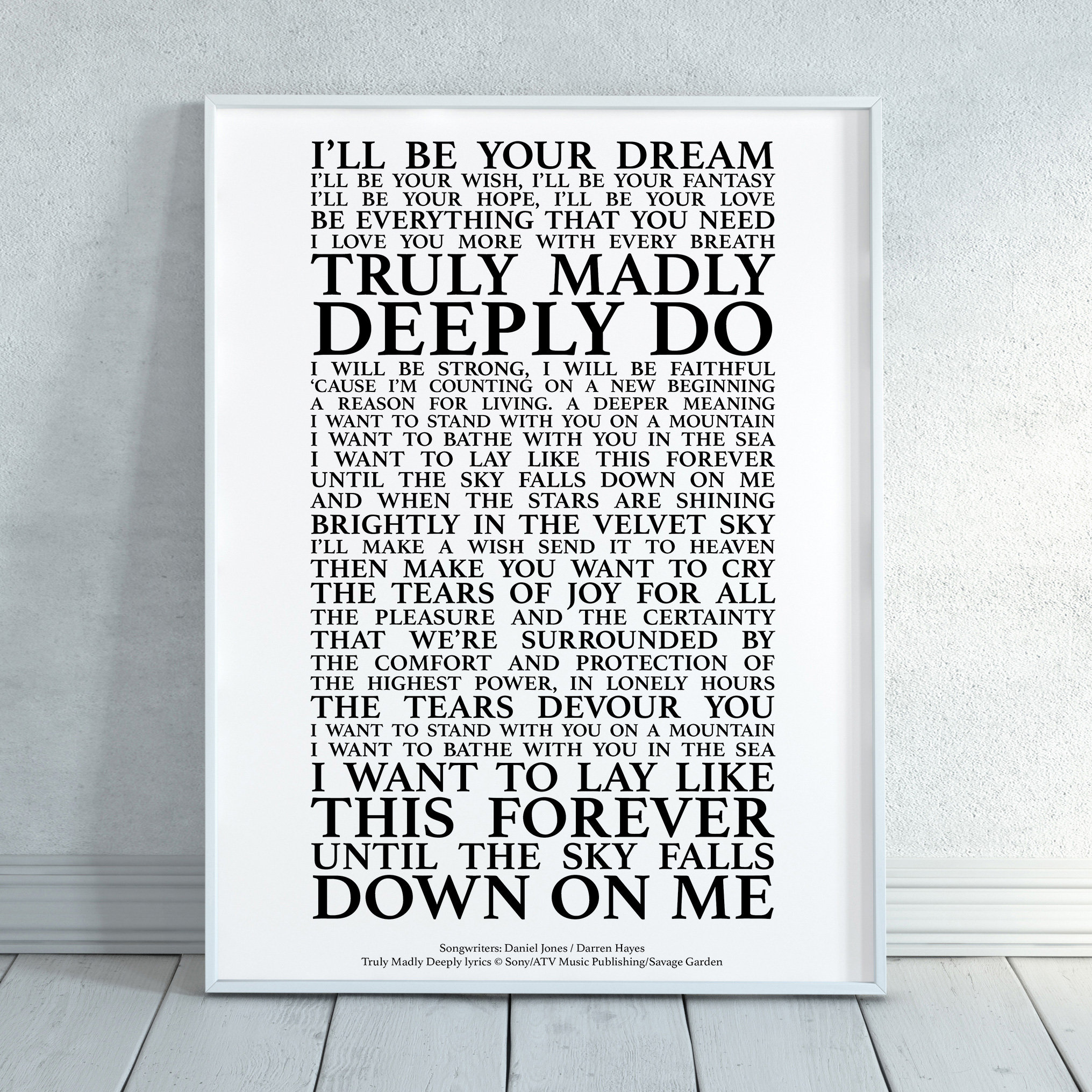 Savage Garden Truly Madly Deeply Lyrics