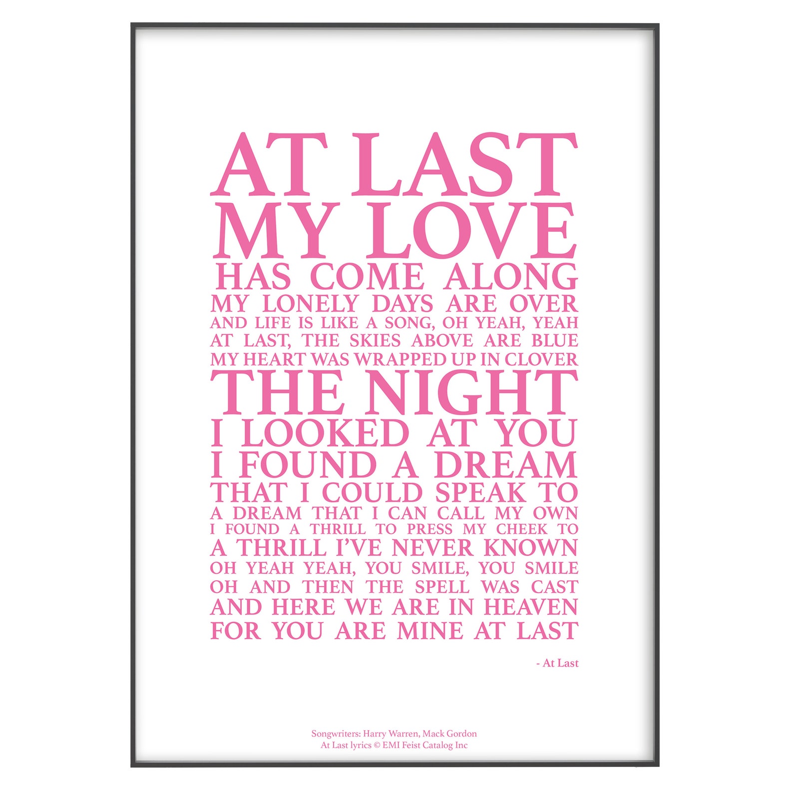 At Last Song Lyrics Print Official Licensed Print Poster - Etsy