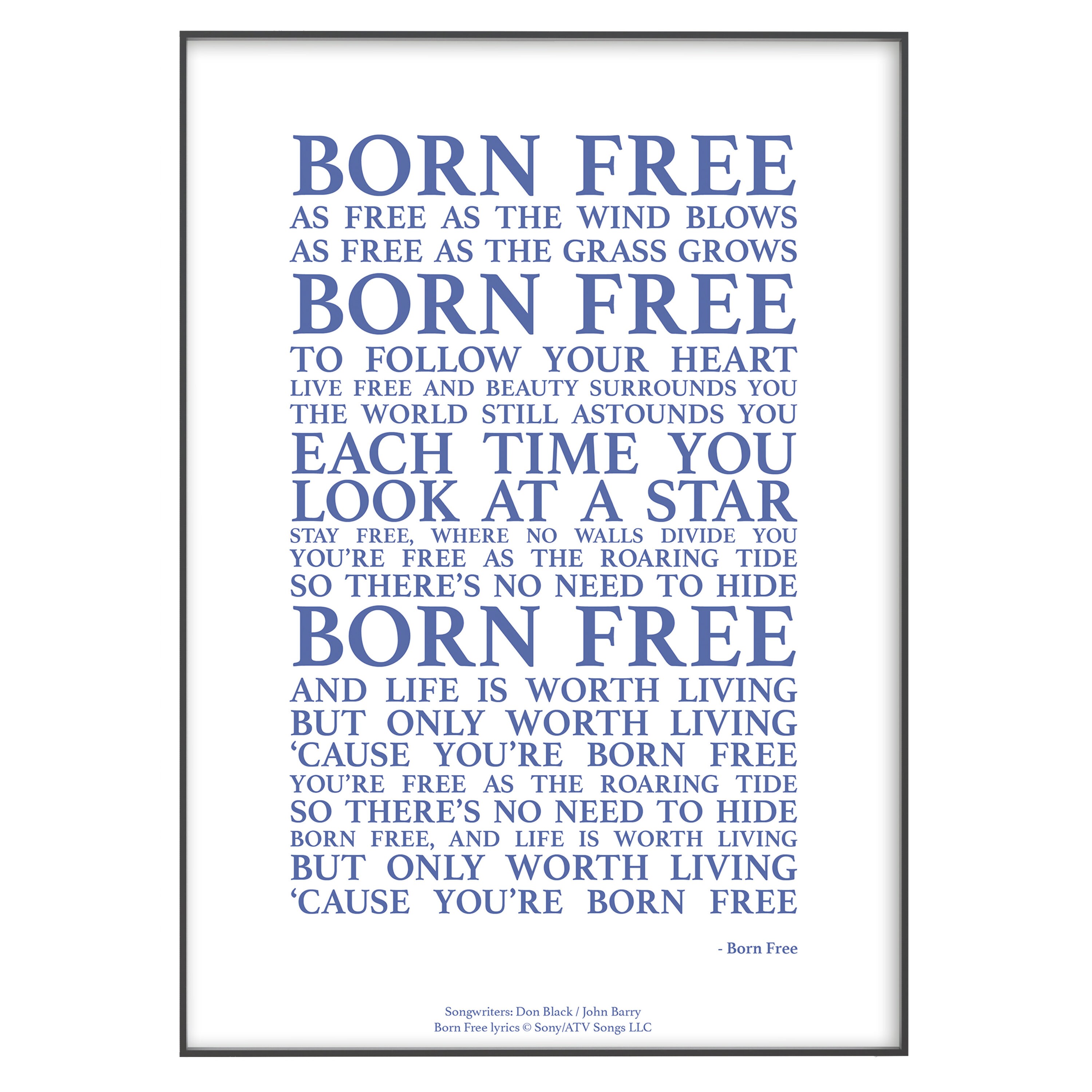 Born Free Song Lyrics Print Official Licensed Print Poster - Etsy