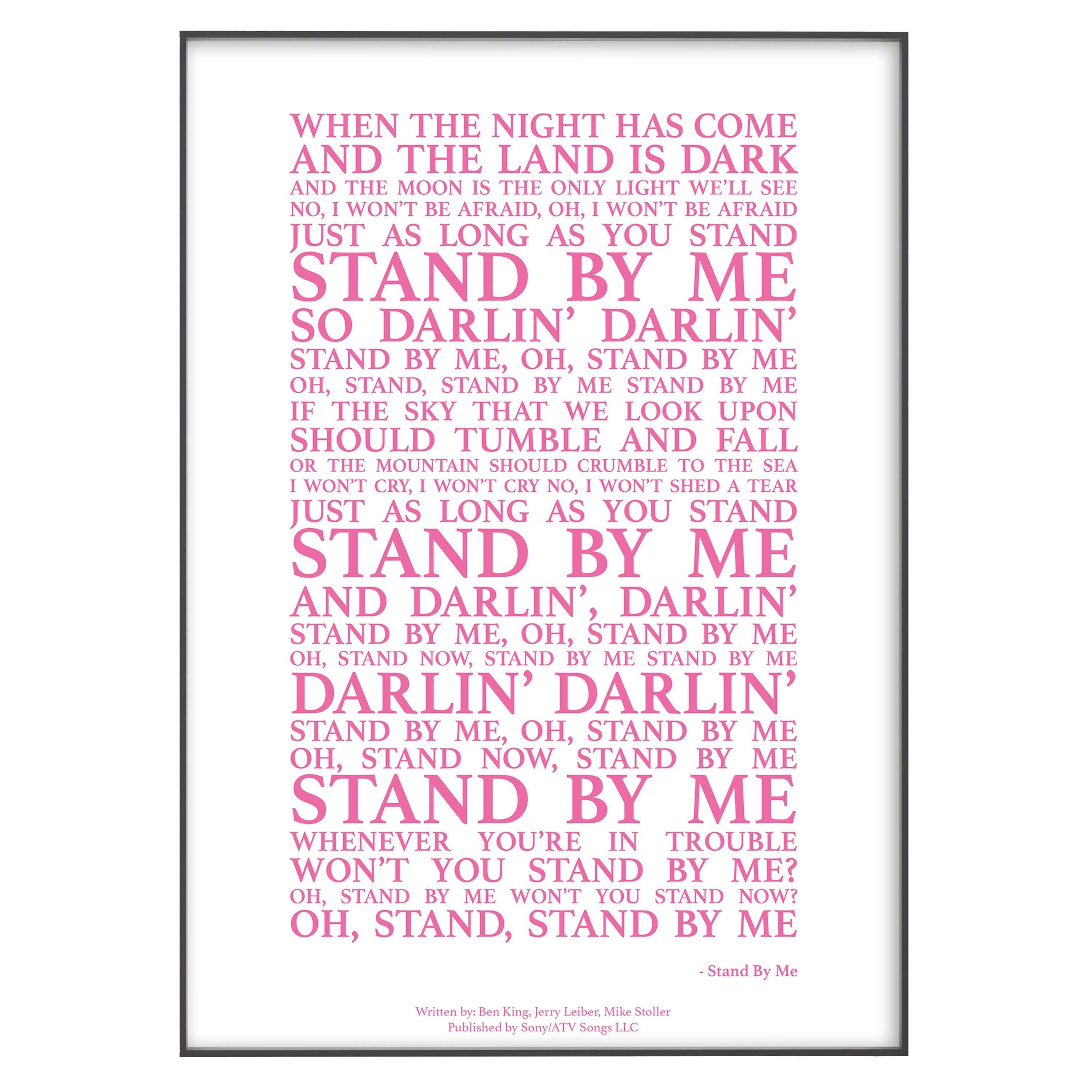 Stand by Me Song Lyrics Print Official Licensed Print Poster | Etsy UK