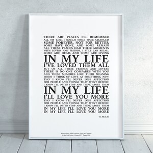 The Beatles in My Life Printable Wall Art. Song Lyrics. Home - Etsy