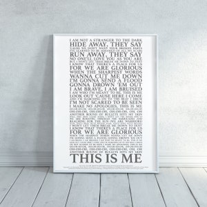 This is Me the Greatest Showman Song Lyrics Print Official Licensed ...