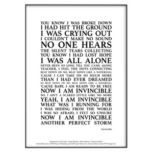 Invincible Song Lyrics Print Official Licensed Print Poster unframed ...