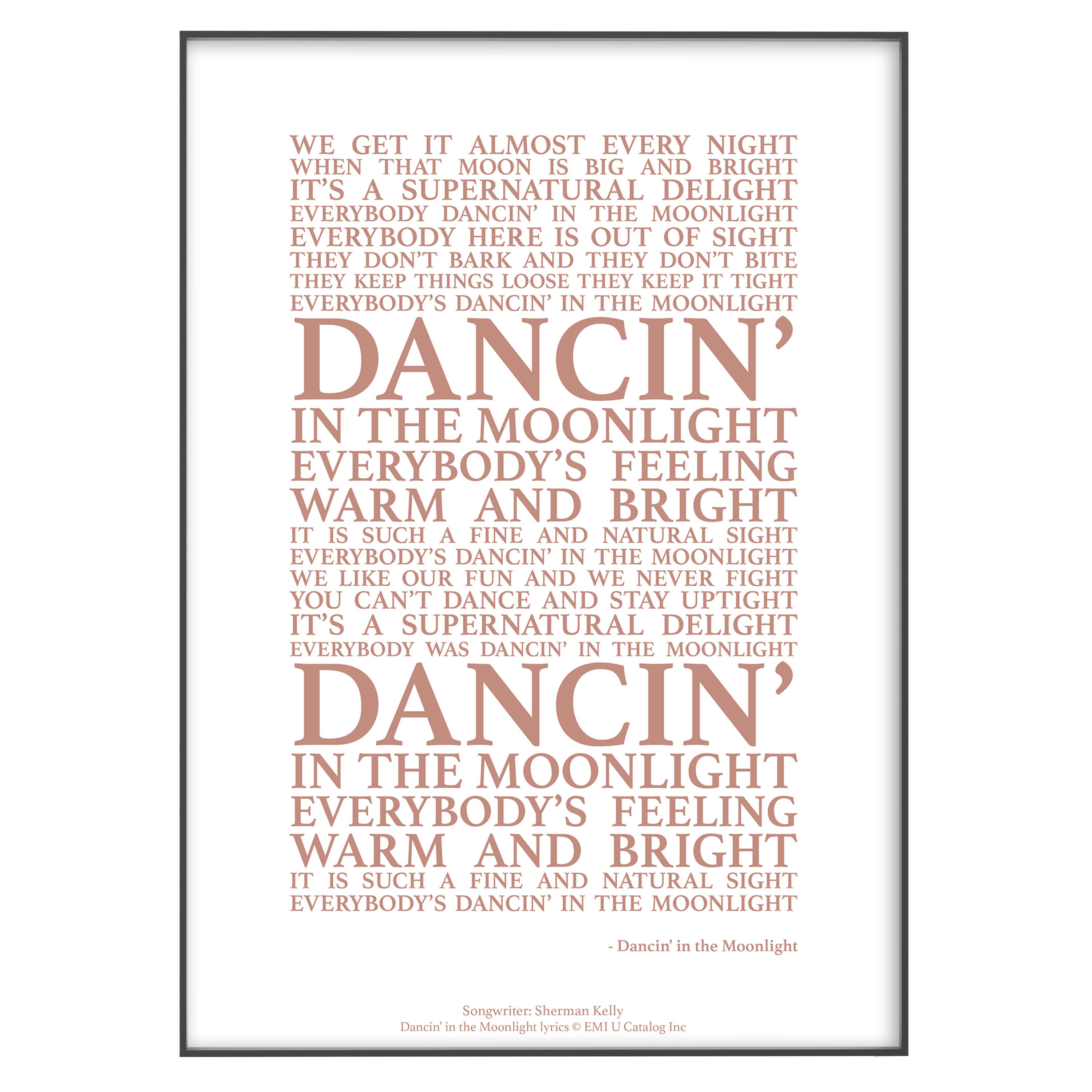 Dancin' in the Moonlight Song Lyrics Print Official - Etsy UK