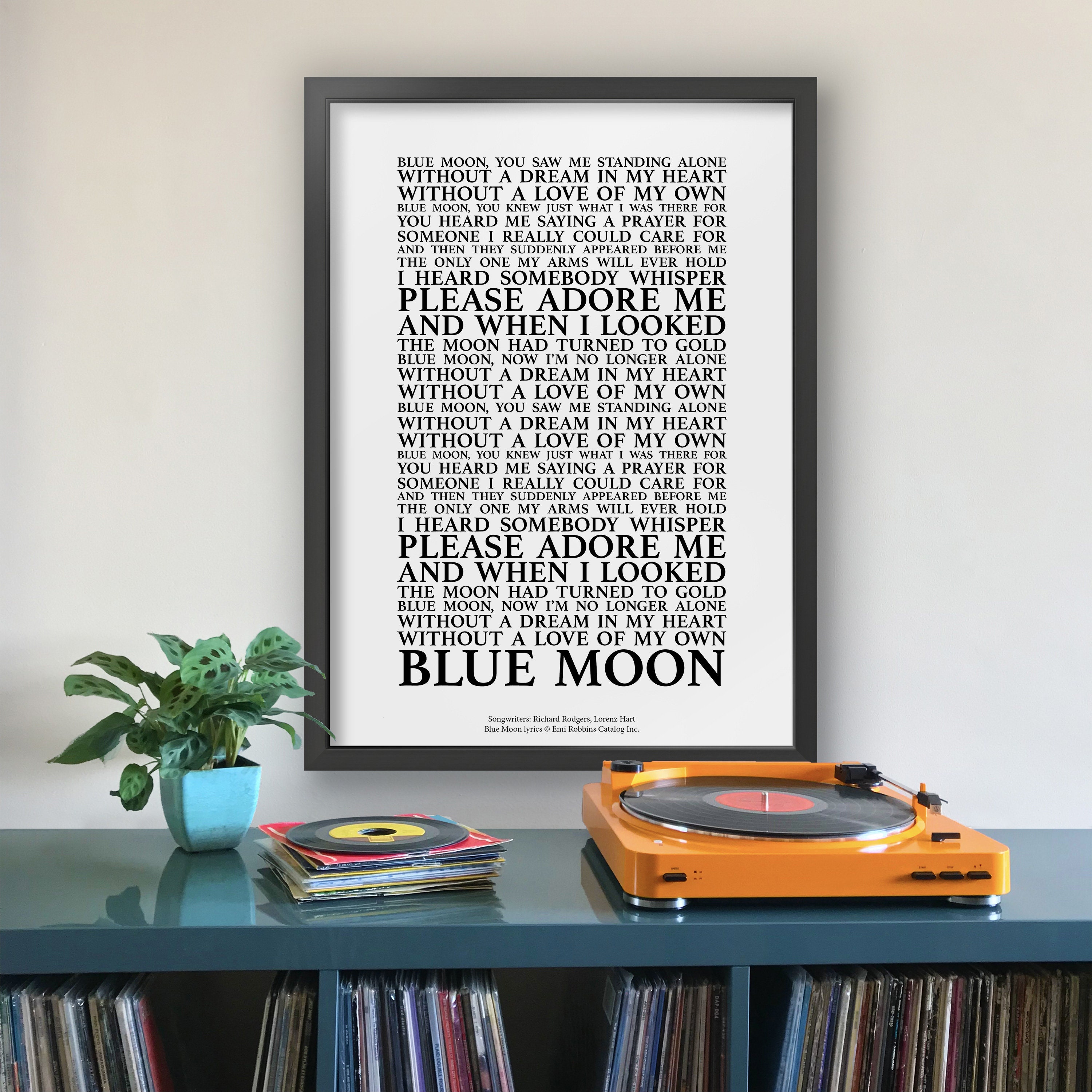 Blue Moon Song Lyrics Print Official Licensed Print Poster - Etsy