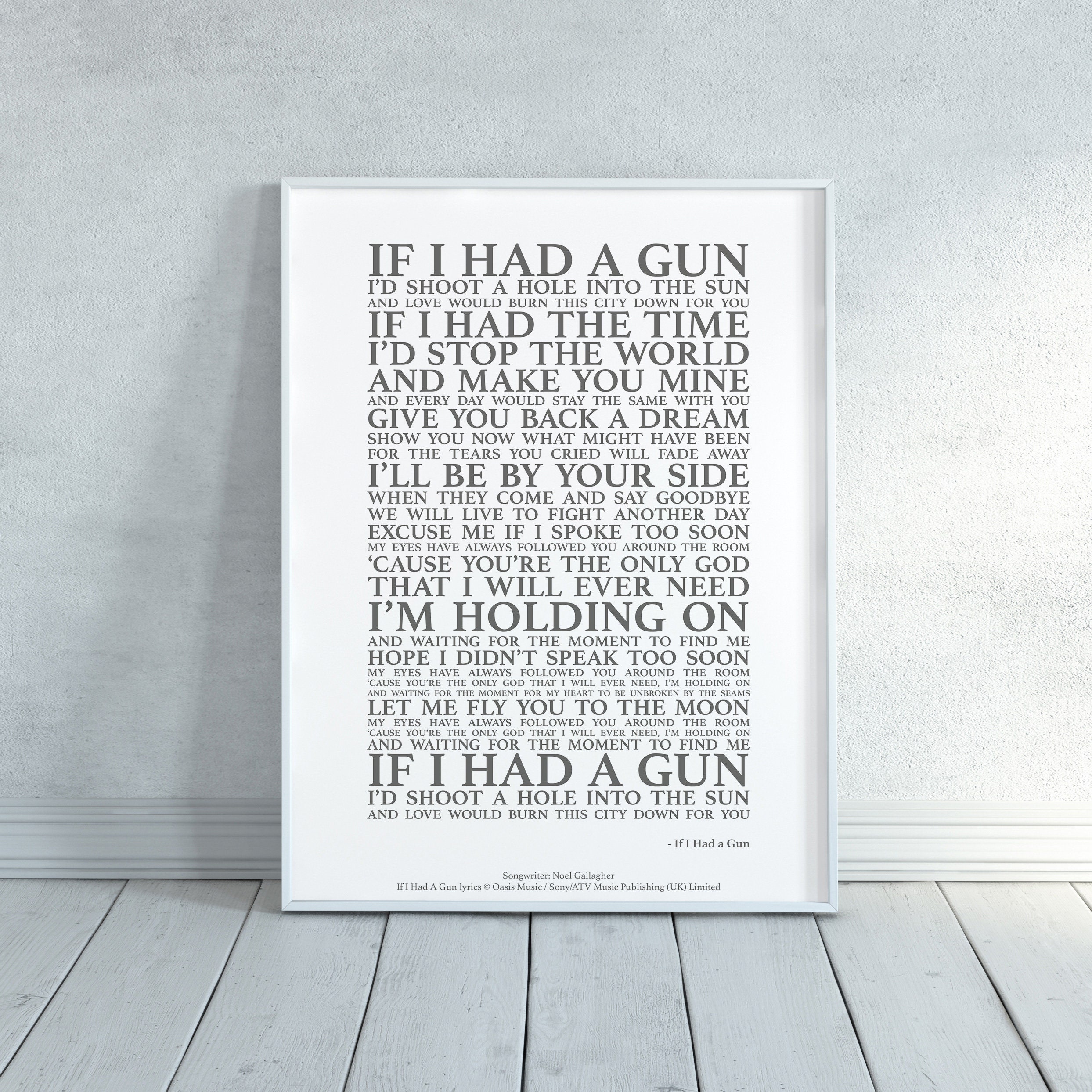 If I Had A Gun Song Lyrics Print Official Licensed Print Etsy