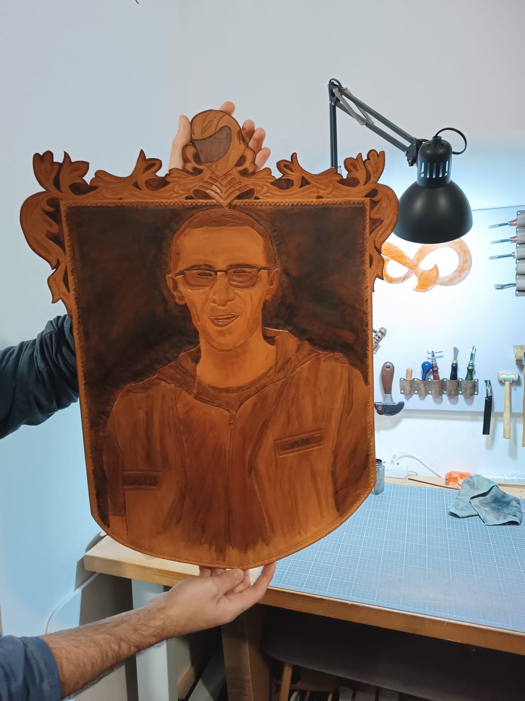A Commemorative Leather Portrait From Photo With Frame - Available for ...