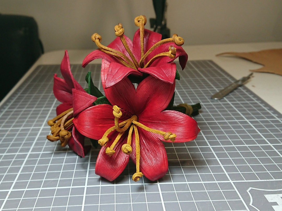 Leather Lilies, Leather Flowers, Leather Bouquet, Leather Gift ...