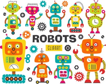 Cute Robot Clipart | Etsy