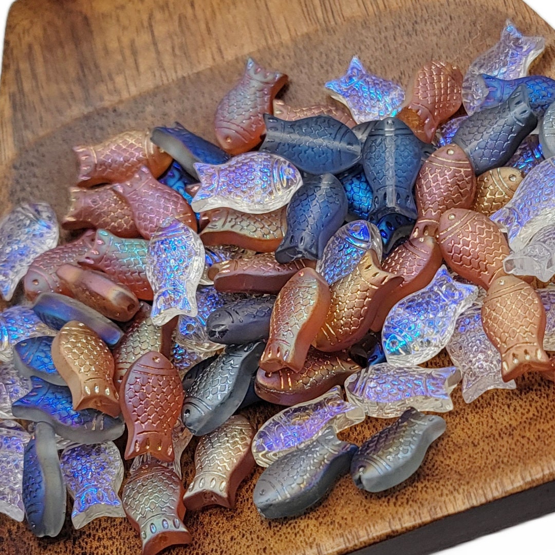 Mix of Electroplated Fish Beads for Jewelry Making. Fish Beads Summer ...