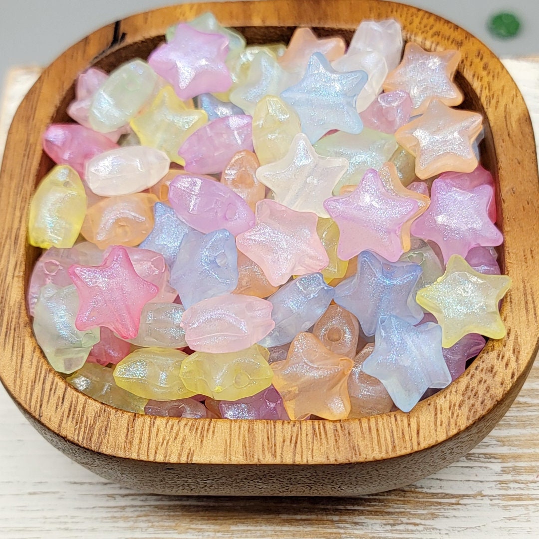 Luminous Large Acrylic Glitter Star Beads Beads. - Etsy