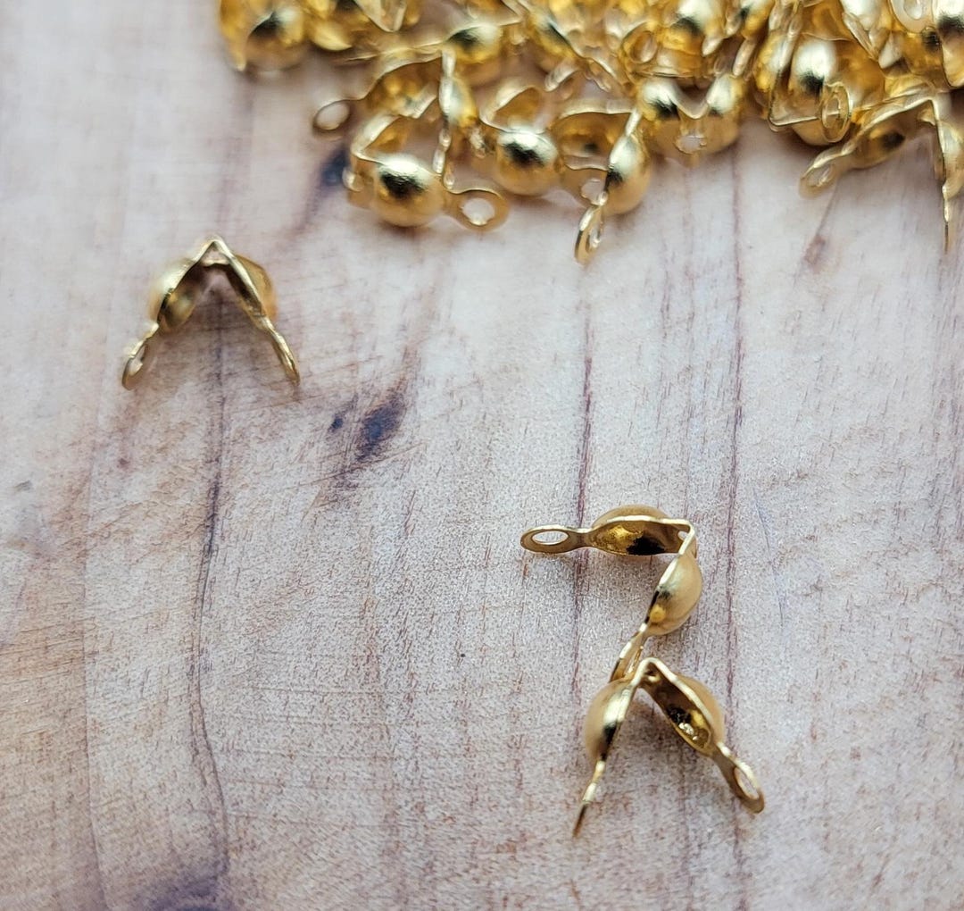 Brass End Bead Tips, Calotte Ends, Clamshell Knot Cover Beads for ...