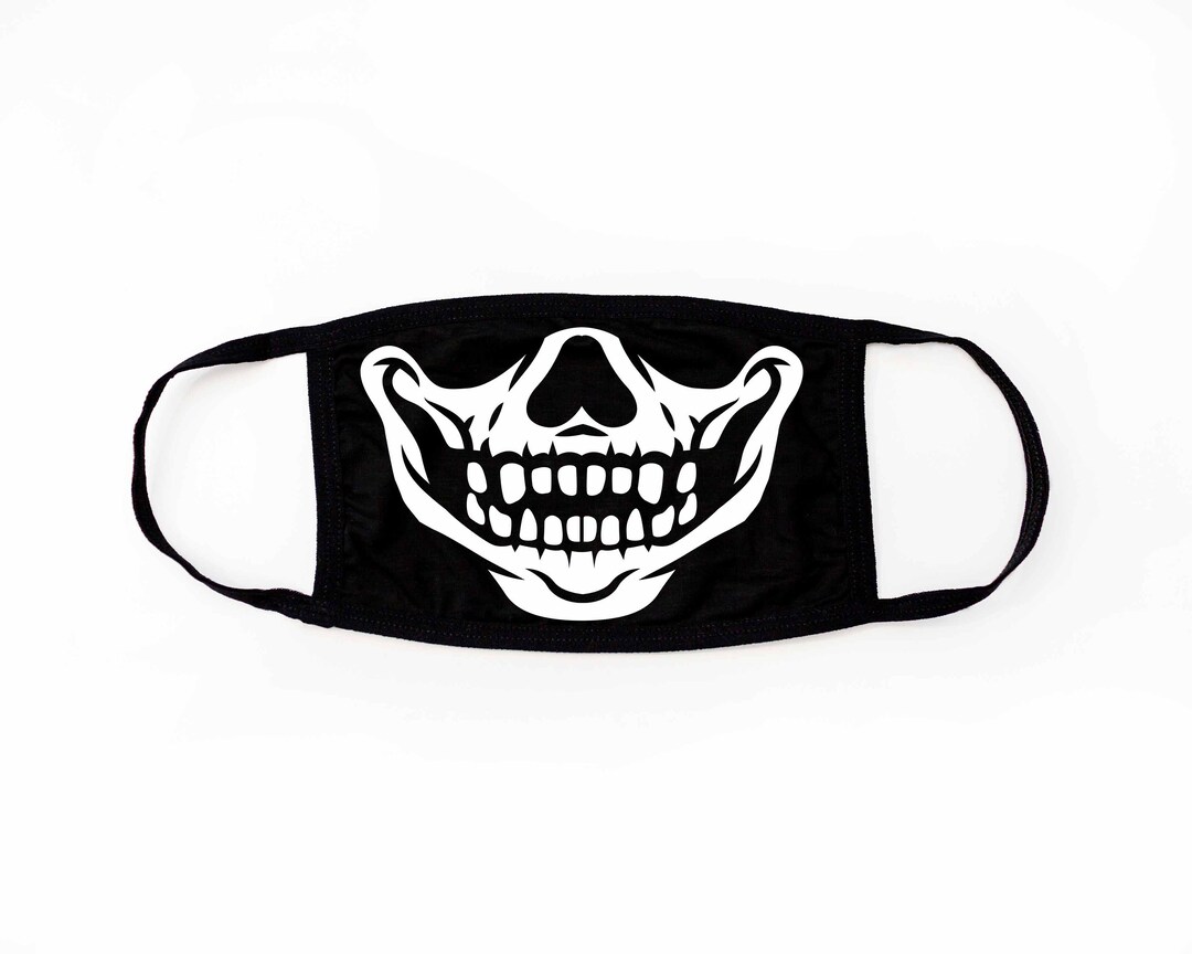 Skull Mouth - Skeleton Face Mask - Face Covering Mask, Black 100% ...