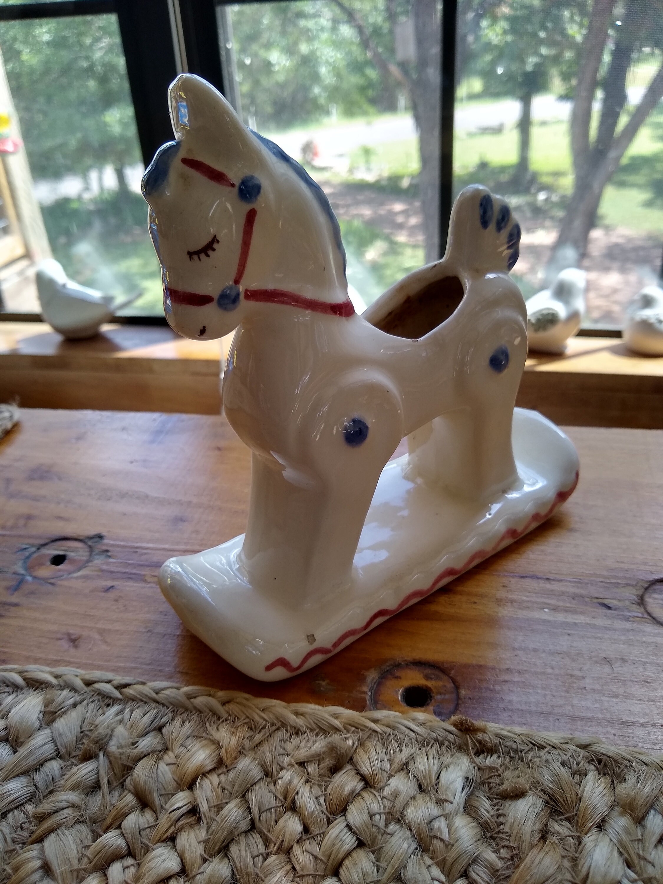 Vintage Glazed Ceramic Rocking Horse Nursery Room Decor - Etsy