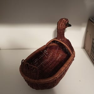 Vintage Woven Wicker Duck Basket With Wooden Bill / Beak - Etsy